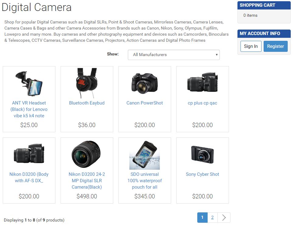 Product Catalog - Loaded Commerce Opensource Ecommerce Shopping Cart